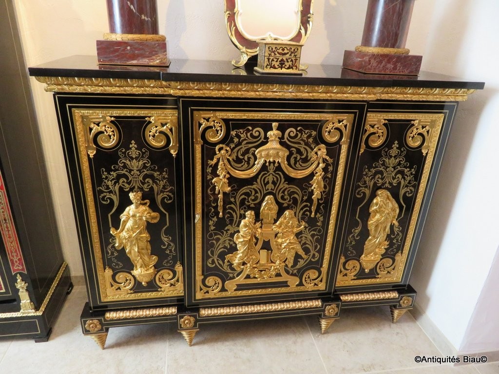 Meuble à 3 portes BEFORT Louis XIV en marqueterie Boulle | Marqueterie ...